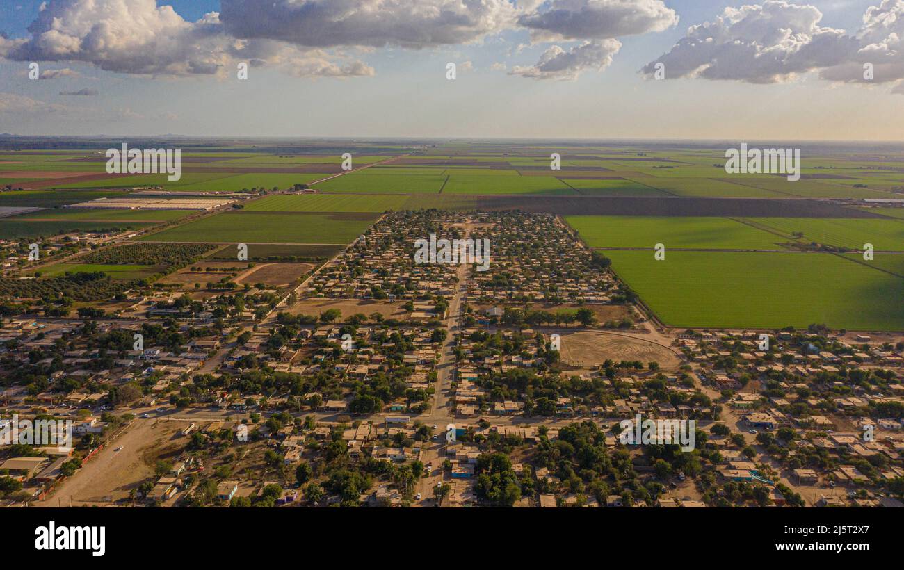 Aerial view of the town Marte R Gómez or also called Tobarito, is an ...
