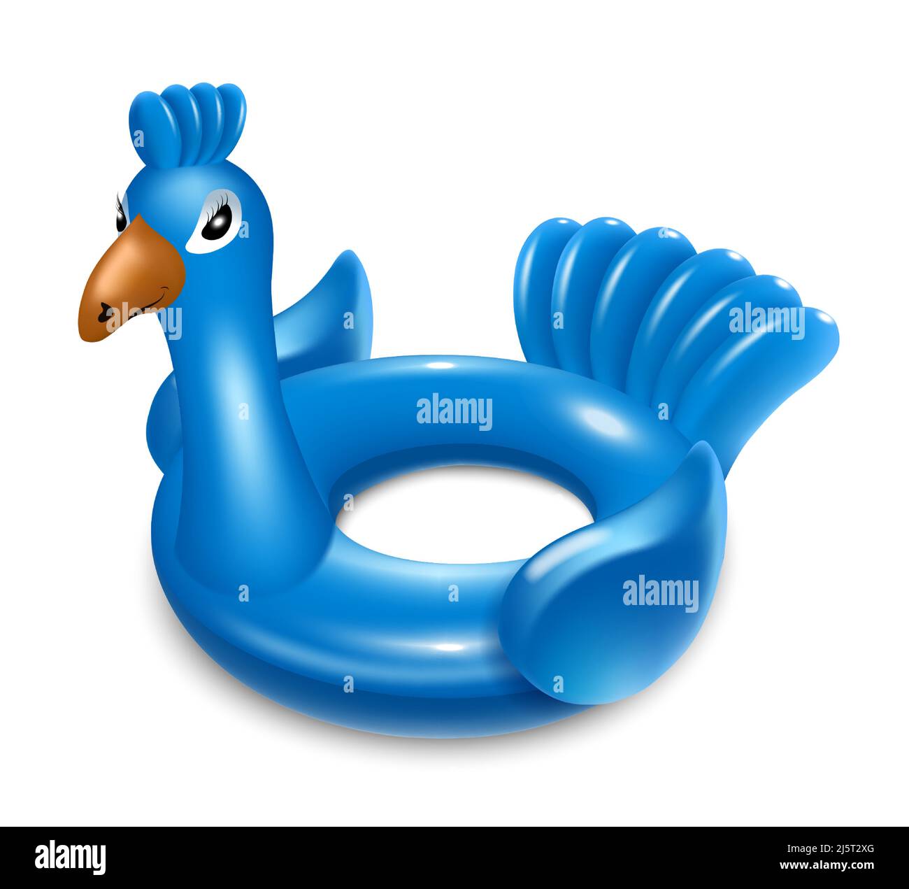 Rubber ring for swimming in the pool. Blue peacock bird. Lifebuoy ...