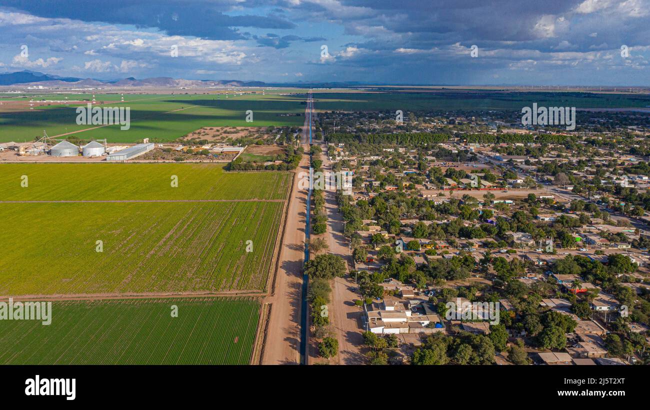 Aerial view of the town Marte R Gómez or also called Tobarito, is an ...