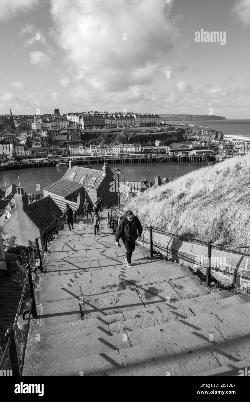 View from the top of the 199 steps in Whitby in North Yorkshire Stock ...