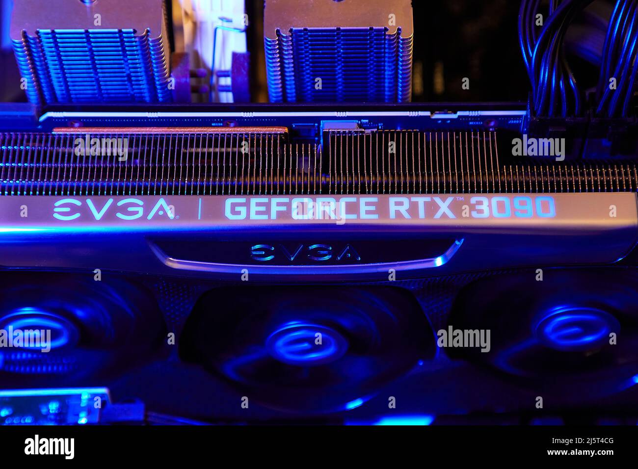 Geforce RTX 3090 Nvidia GPU graphics card inside a gaming computer ...