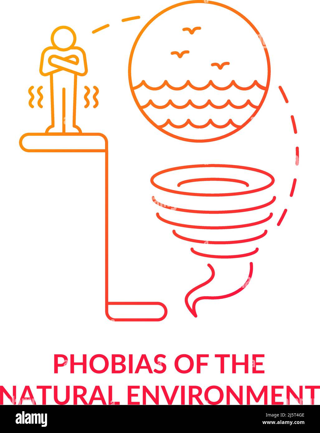Phobias of natural environment red gradient concept icon Stock Vector ...