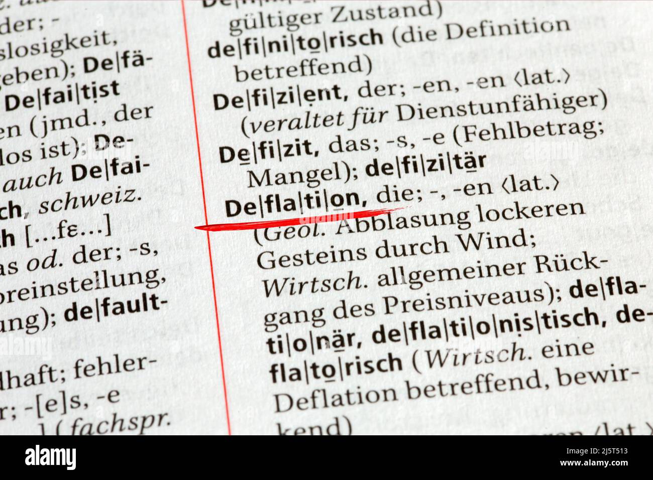 Symbol image deflation, excerpt from the Duden of the Duden (Germany ...