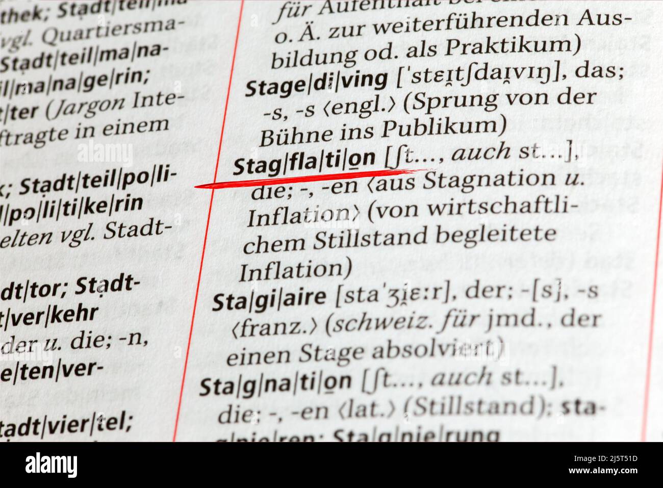 Symbol image stagflagtion, excerpt from the Duden of the Duden (Germany ...