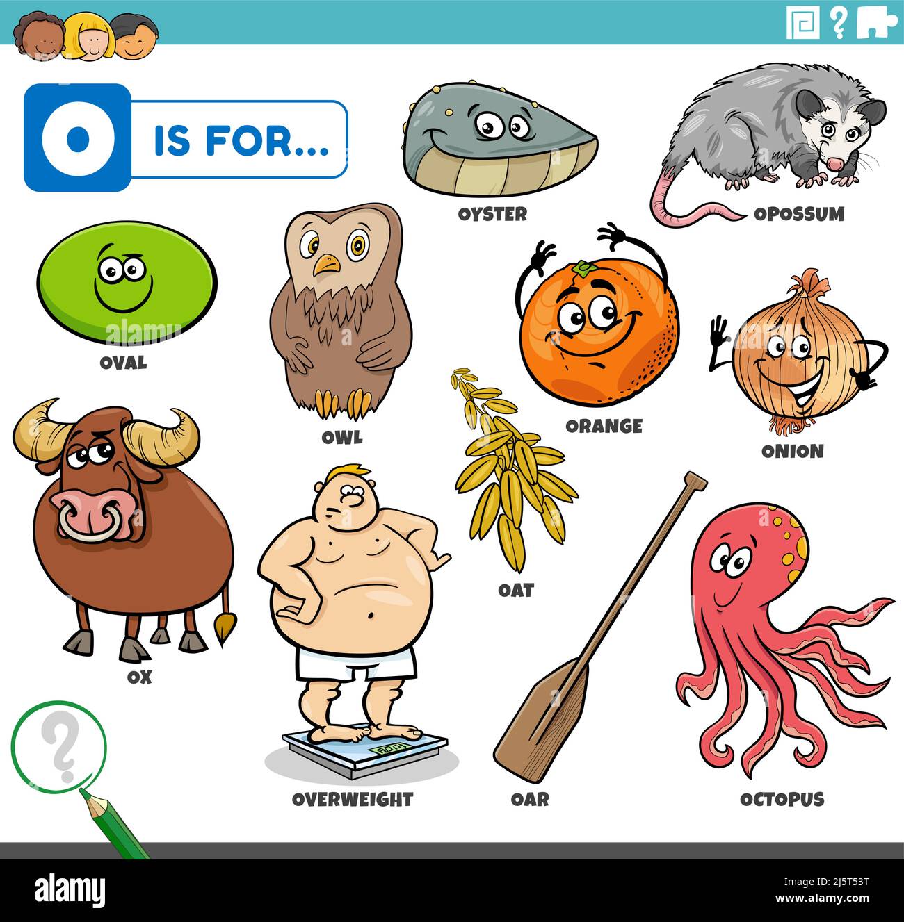 educational cartoon illustration for children with comic characters and ...