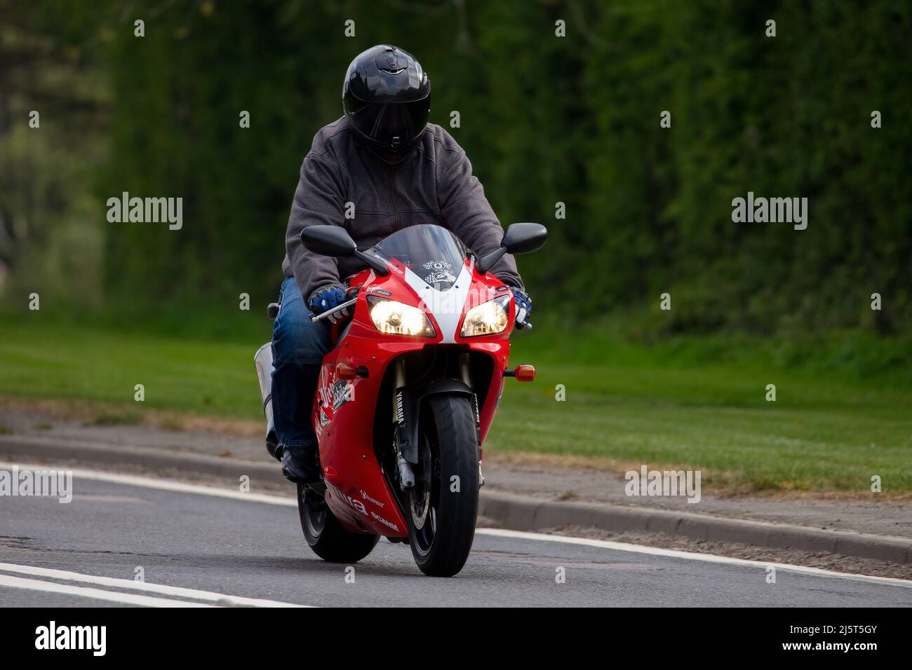 Yamaha motorcycle in Virgin Mobile colors Stock Photo - Alamy