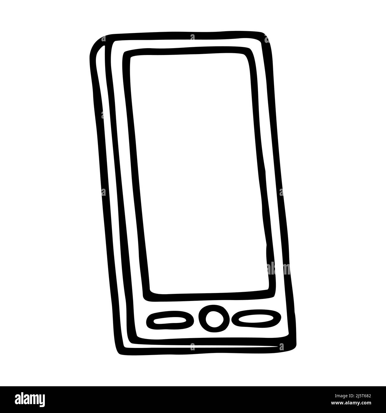 Doodle mobile phone icon hand drawn with thin line. Vector illustration ...