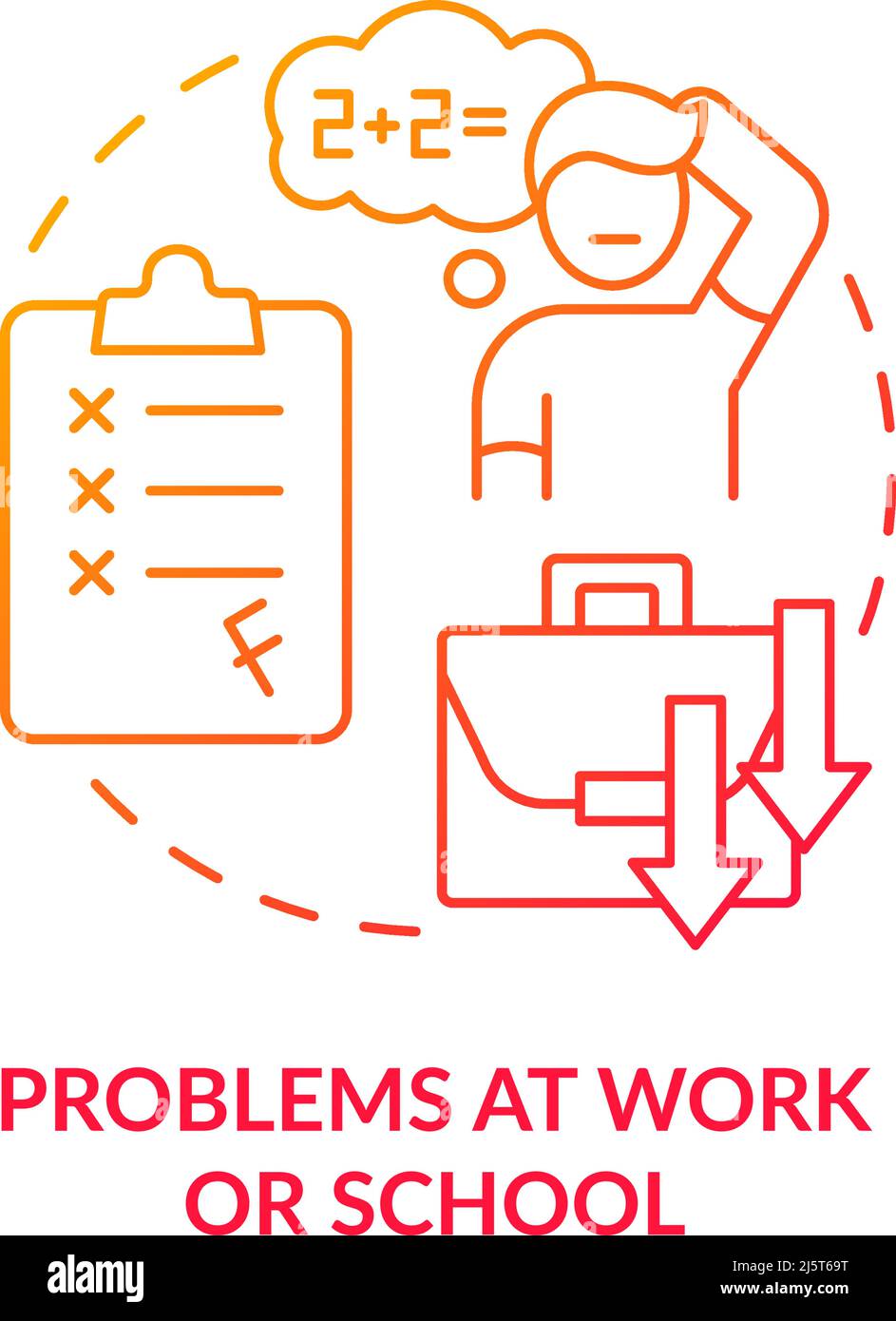 Problems at work and school red gradient concept icon Stock Vector ...