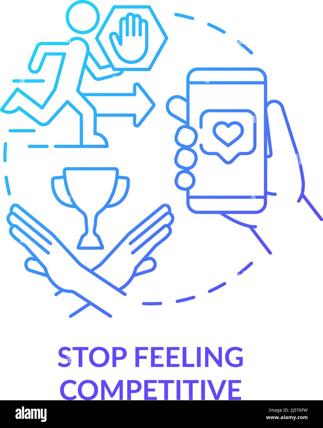 Stop feeling competitive blue gradient concept icon Stock Vector Image & Art - Alamy