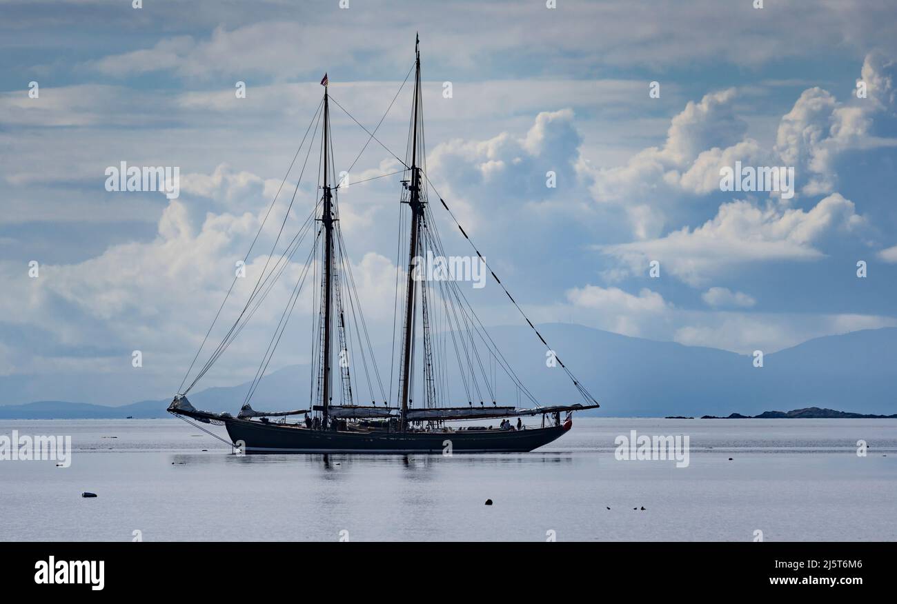 The sailing ship Pacific Grace anchored in Cadboro Bay in Saanich ...