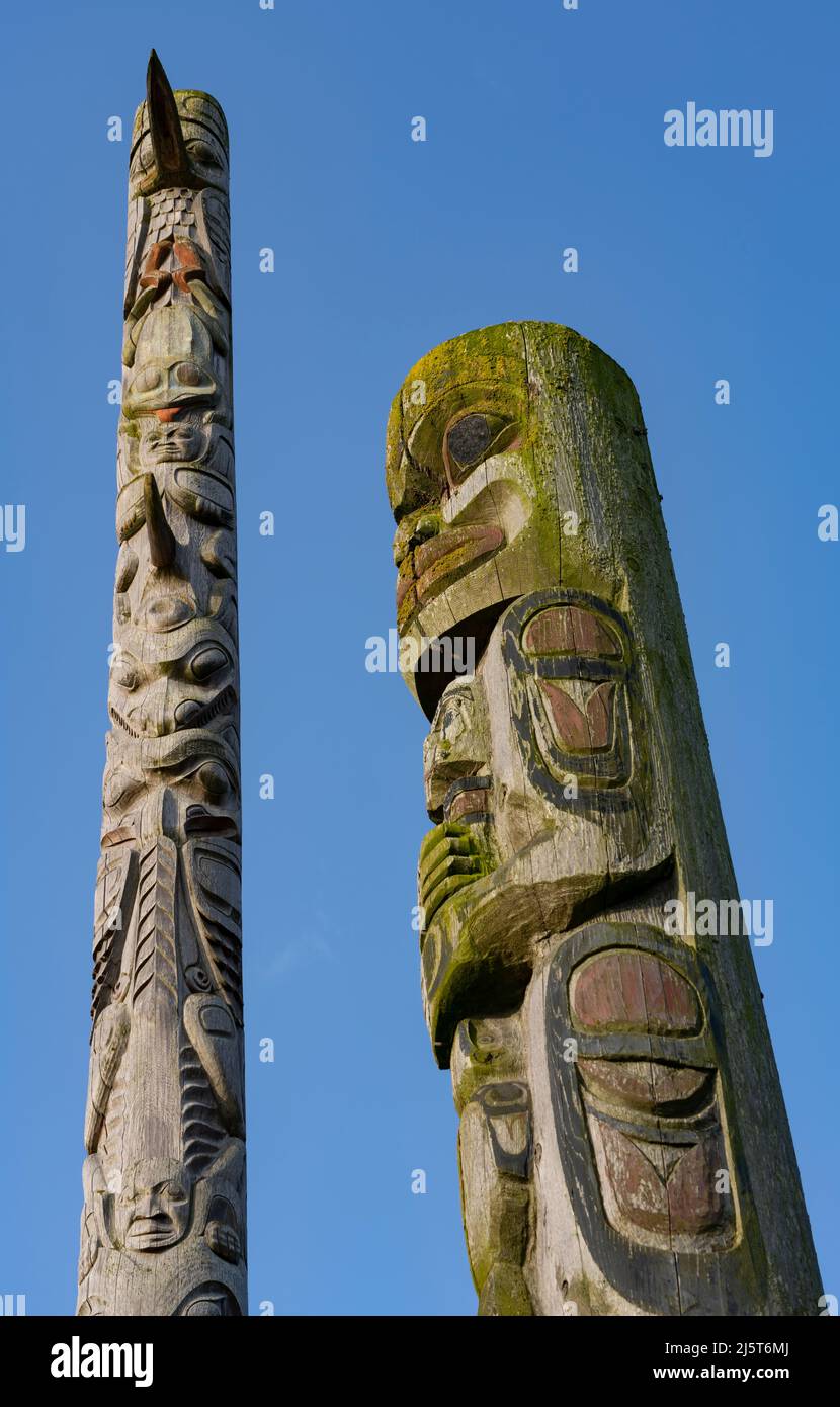 Totem Poles at Songhees Point in Victoria, British Columbia, Canada ...