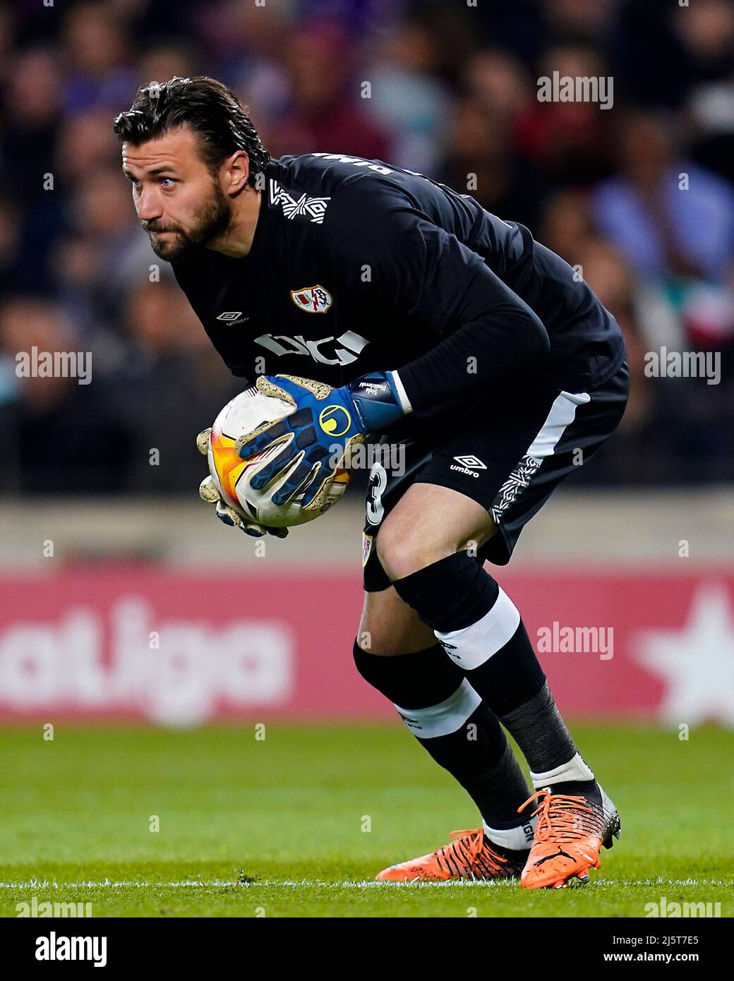 Stole Dimitrievski of Rayo Vallecano during the La Liga match between ...