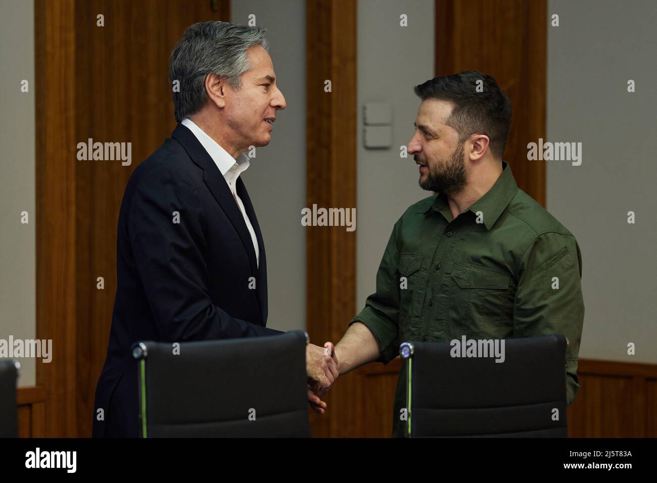 Kyiv, Ukraine. 24th Apr, 2022. Ukrainian President VOLODYMYR ZELENSKYY ...