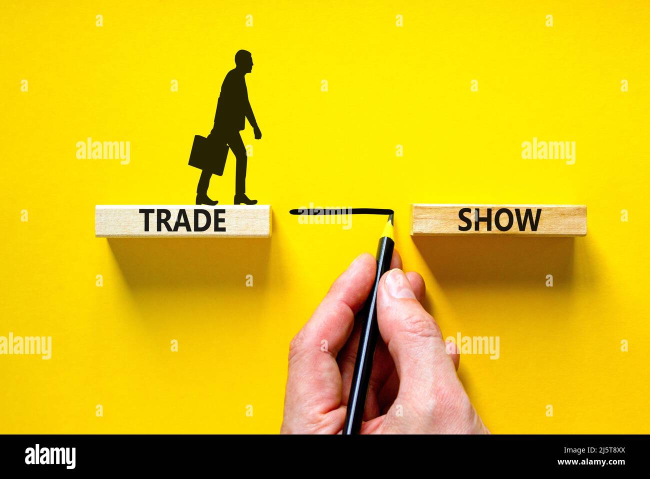 Trade show symbol. Wooden blocks with concept words Trade show on ...