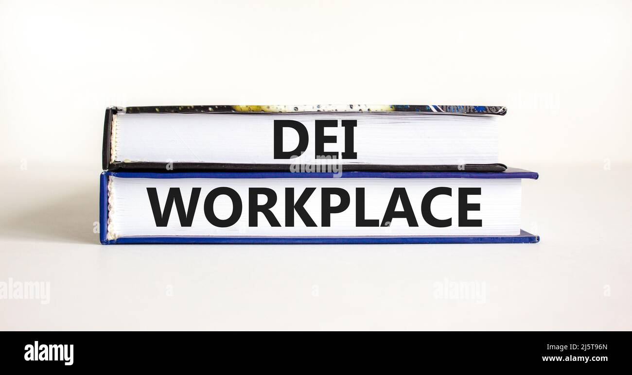 DEI diversity equity inclusion workplace symbol. Books with words DEI ...