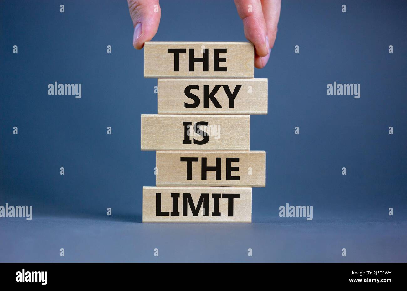 Sky is limit symbol. Concept words The sky is the limit on wooden ...