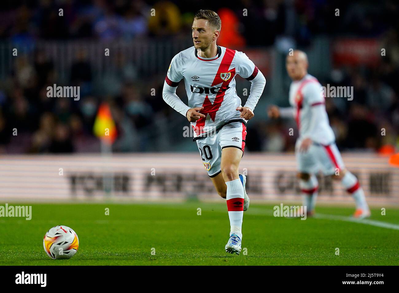 Barcelona, Spain. April 24, 2022, Ivan Balliu of Rayo Vallecano during ...