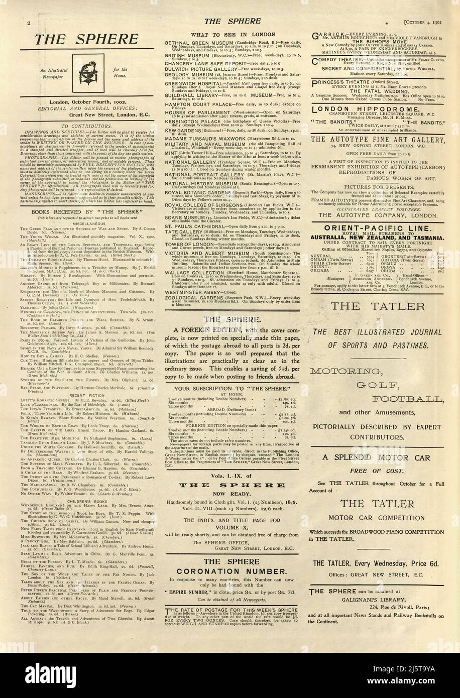 Vintage newspaper page, The Sphere, 1902, Edwardian, The Tatler Stock ...