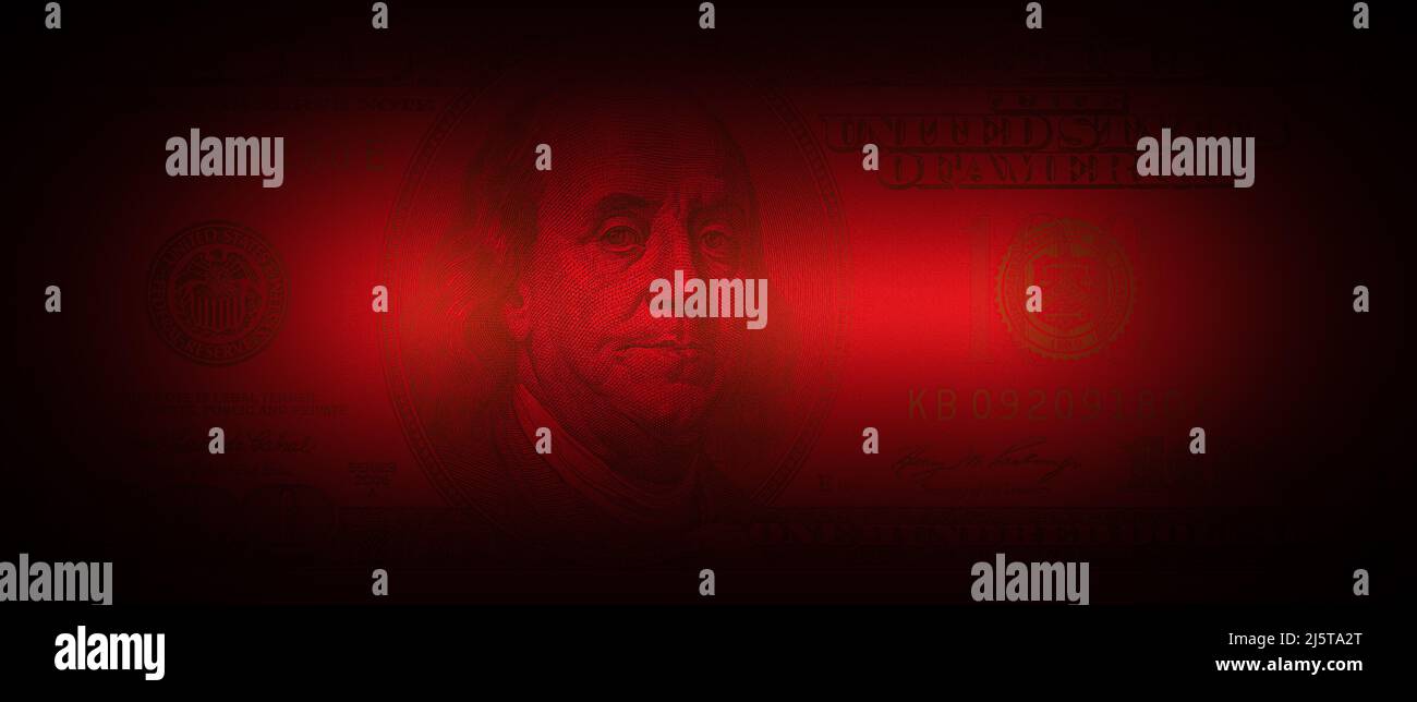 red old 100 dollar banknote for design purpose Stock Photo - Alamy