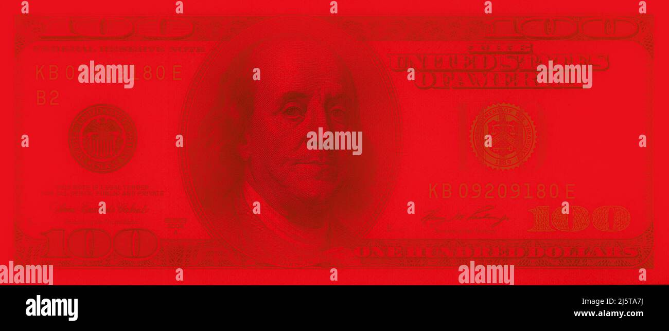 red old 100 dollar banknote for design purpose Stock Photo - Alamy
