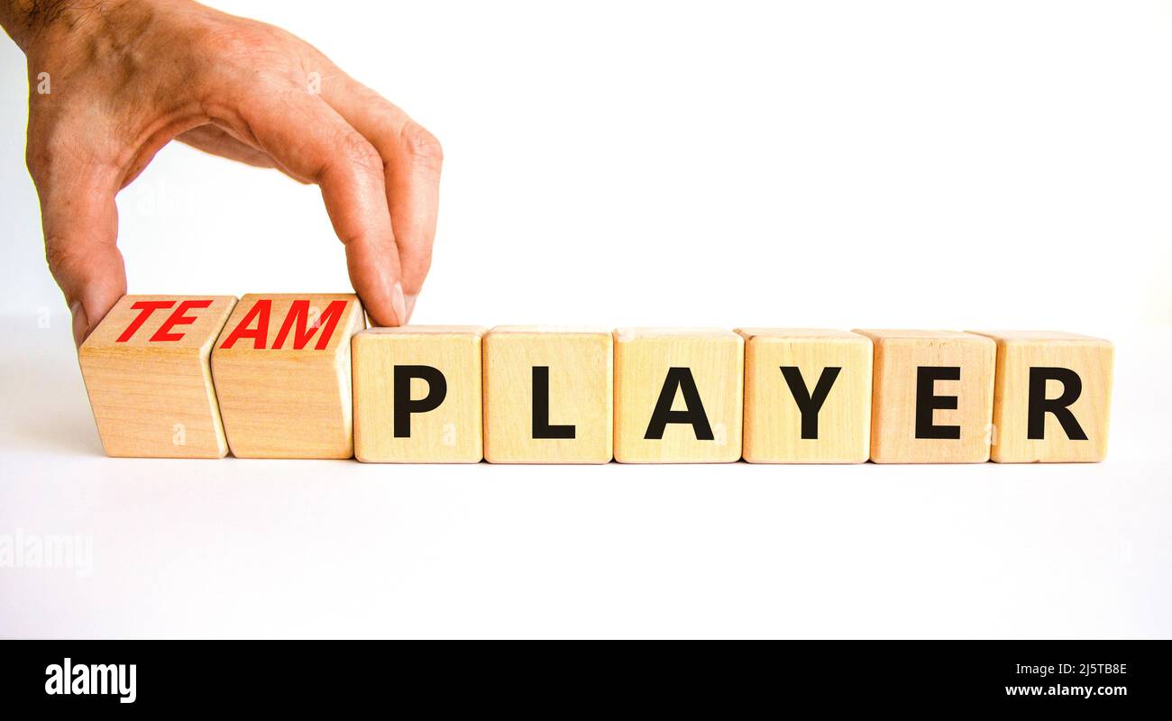 Player or teamplayer symbol. Businessman turns wooden cubes and changes ...