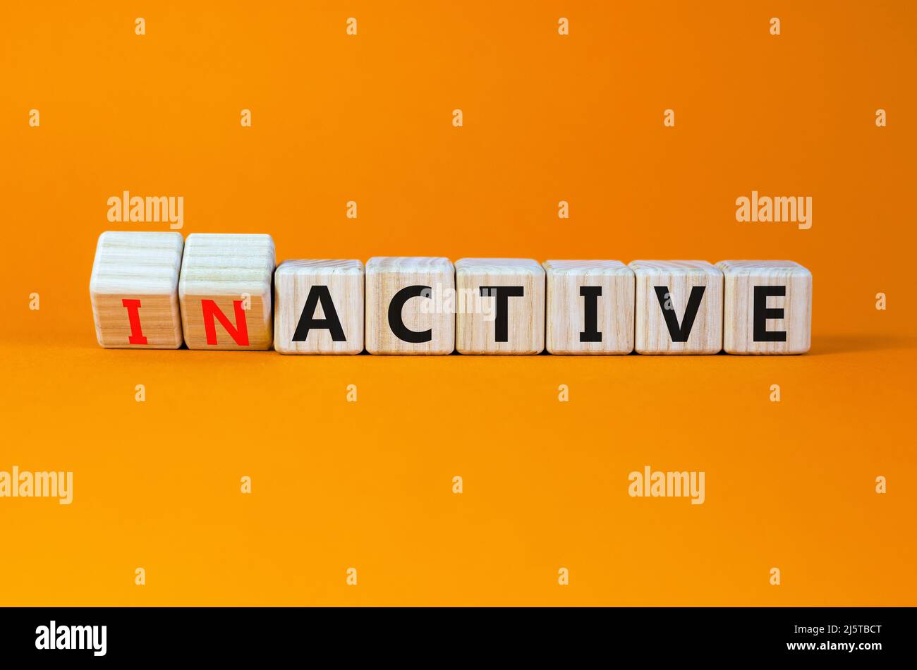Active or inactive symbol. Turned wooden cubes and changed the concept ...