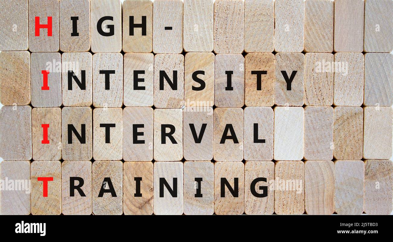 HIIT high-intensity interval training symbol. Concept words HIIT high ...