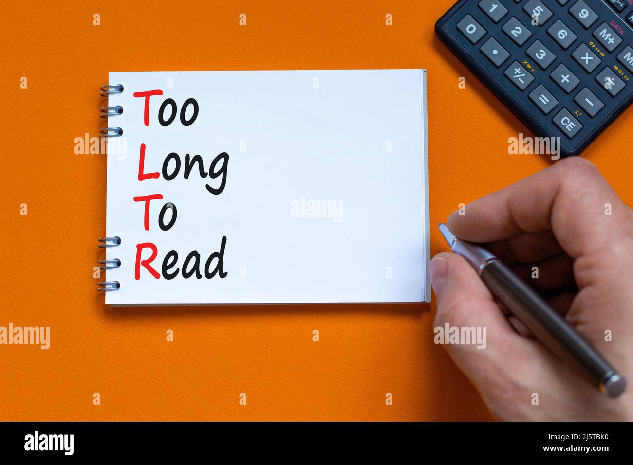 TLTR too long to read symbol. Concept words TLTR too long to read on ...