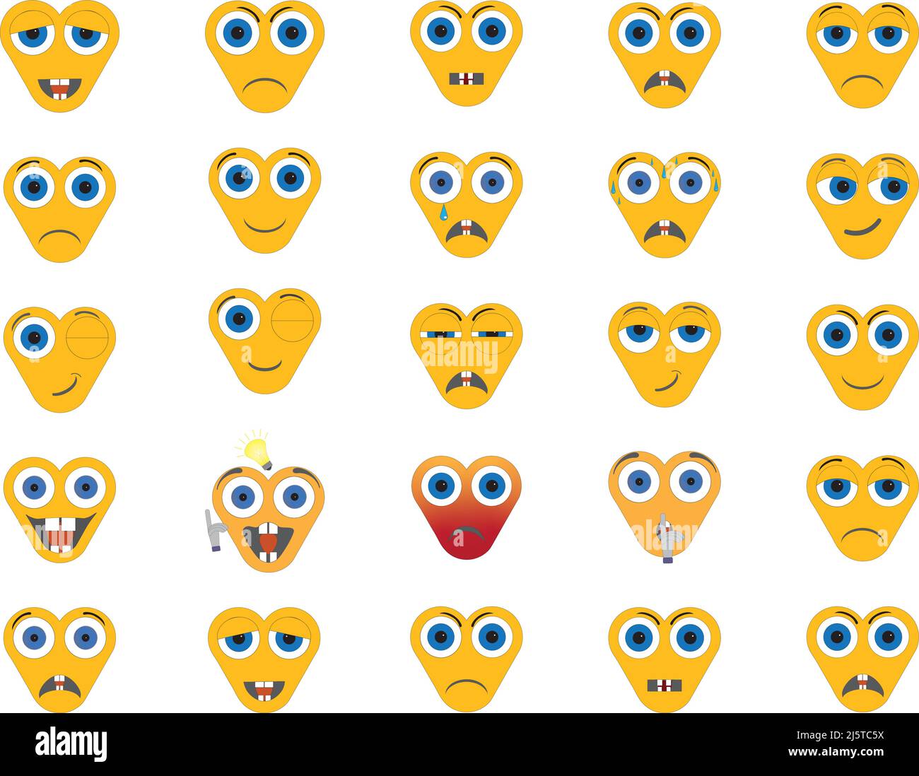 Vector image of a set of faces expressing different emotions. These are ...