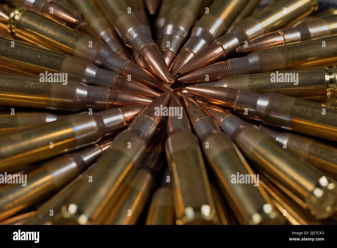 .308 caliber ammunition lying in a circle Stock Photo - Alamy
