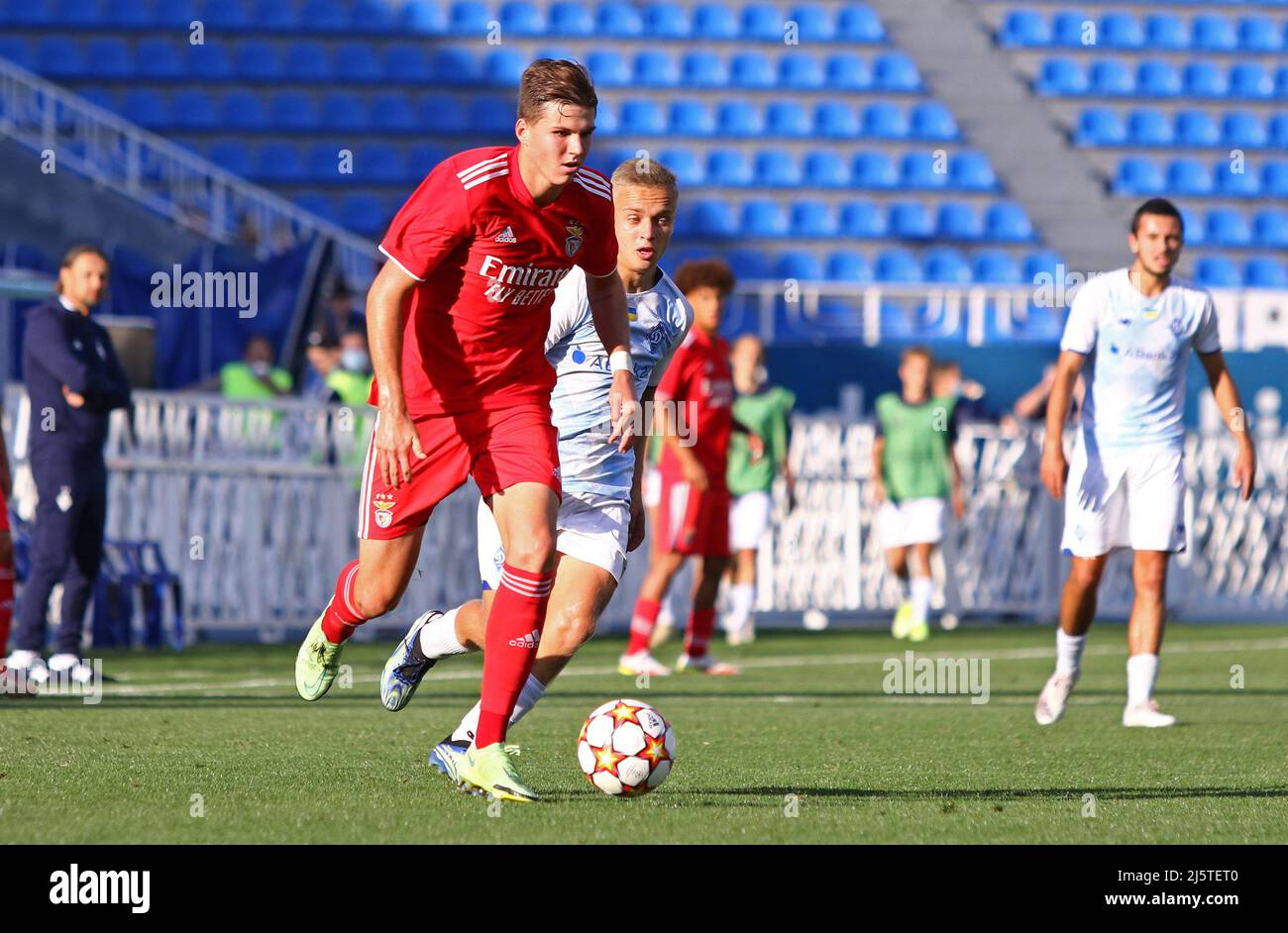 Kyiv, Ukraine - September 14, 2021: Zan Jevsenak of Benfica U19 ...