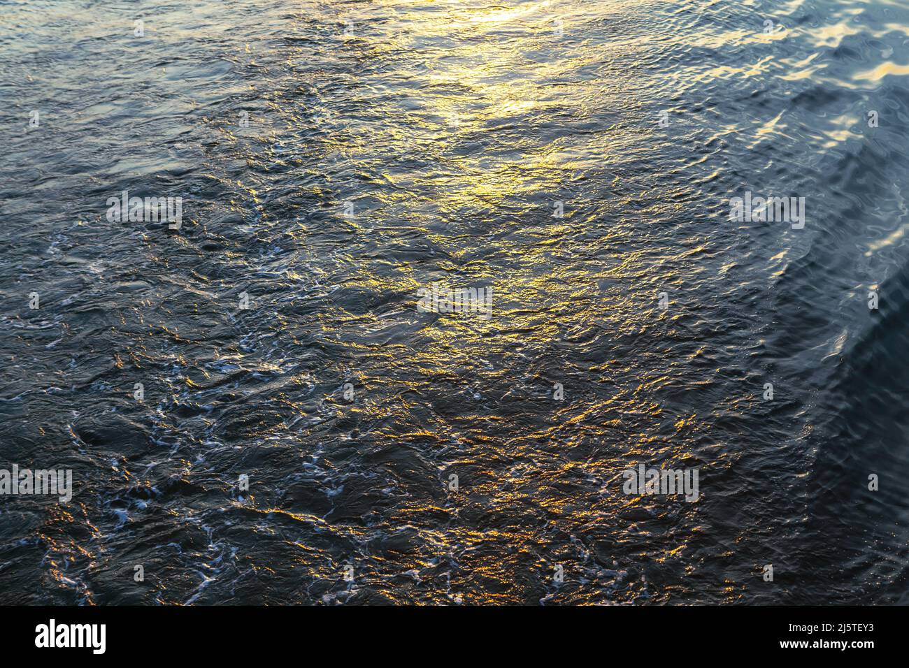 Glittering water background . Ripples with sunlight . Twilight ...