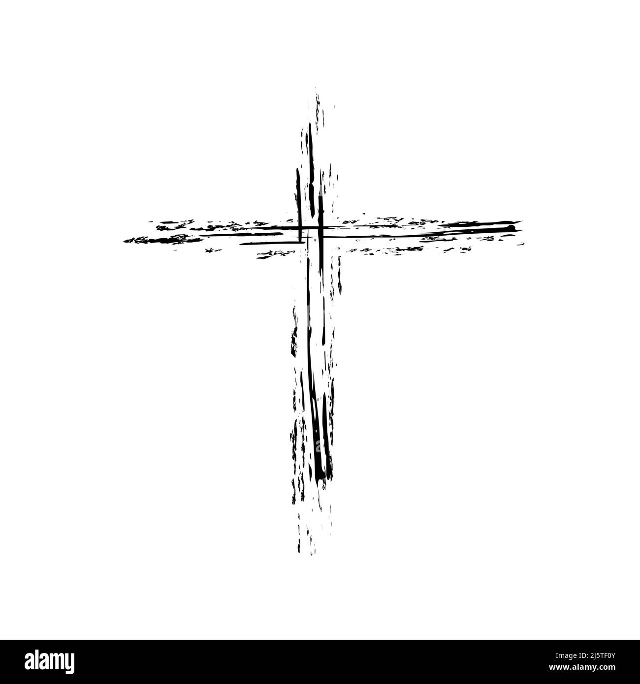 Hand drawn cross symbol. Black sketch cross symbol on white background ...