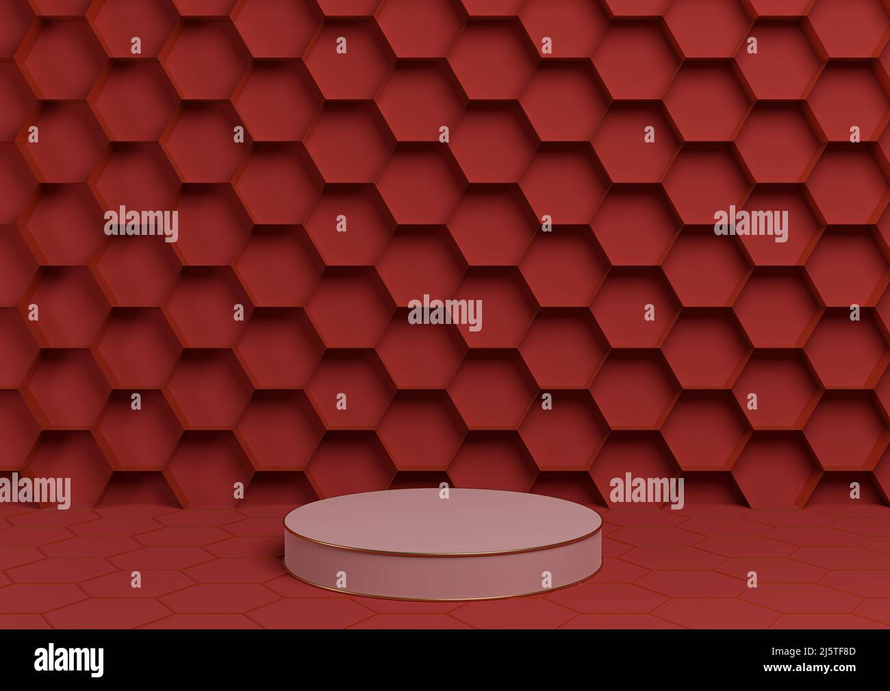 Bright maroon, dark red 3D rendering product display podium luxurious ...