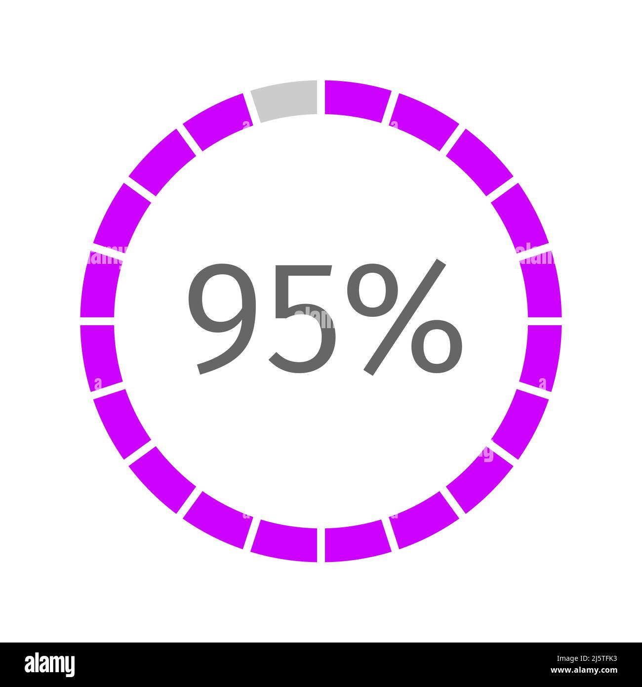 Round loading bar with 95 percent filled surface. Progress, waiting or ...