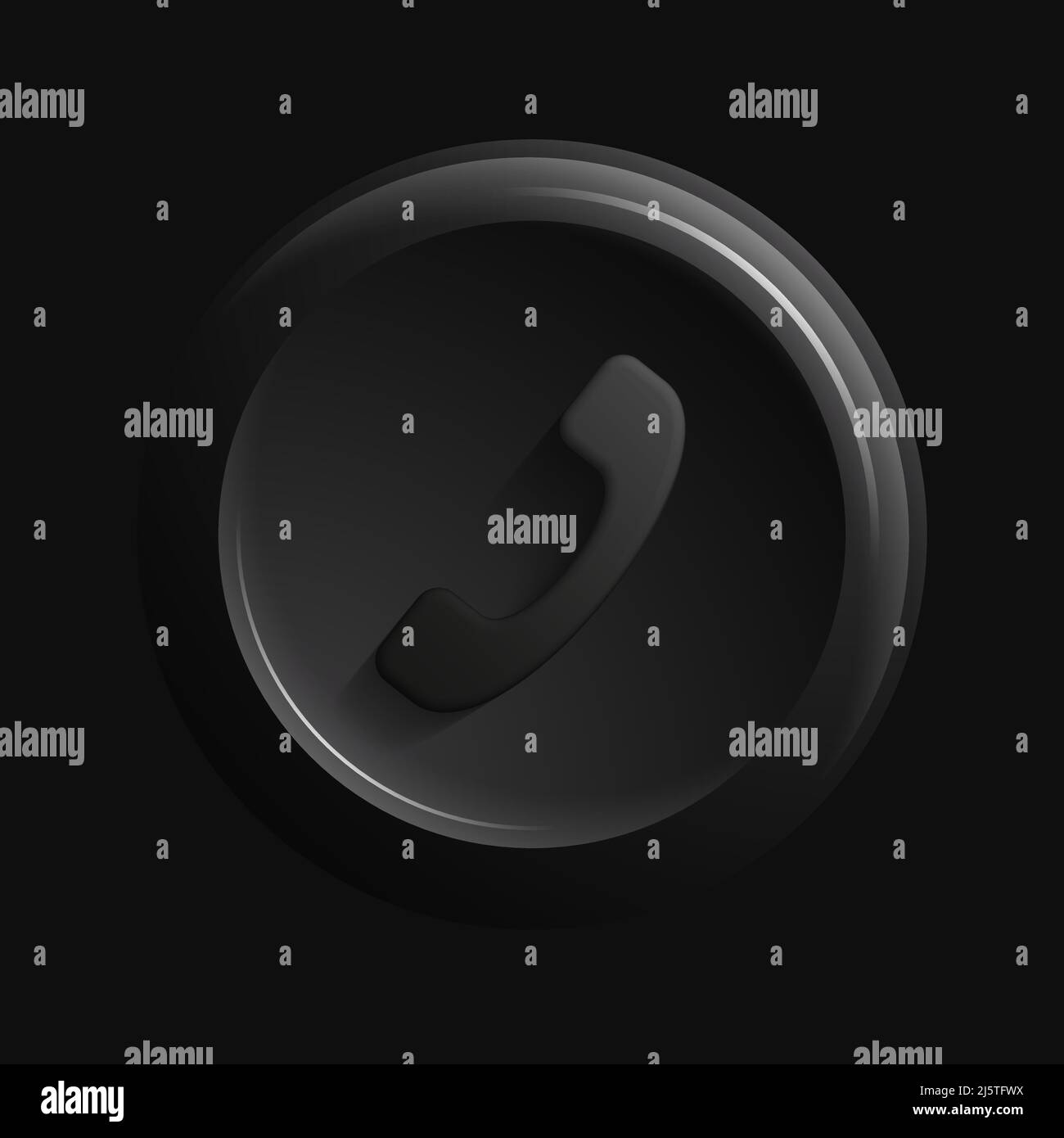 Black Call Icon. 3D Isolated Phone Button. Vector illustration Stock ...