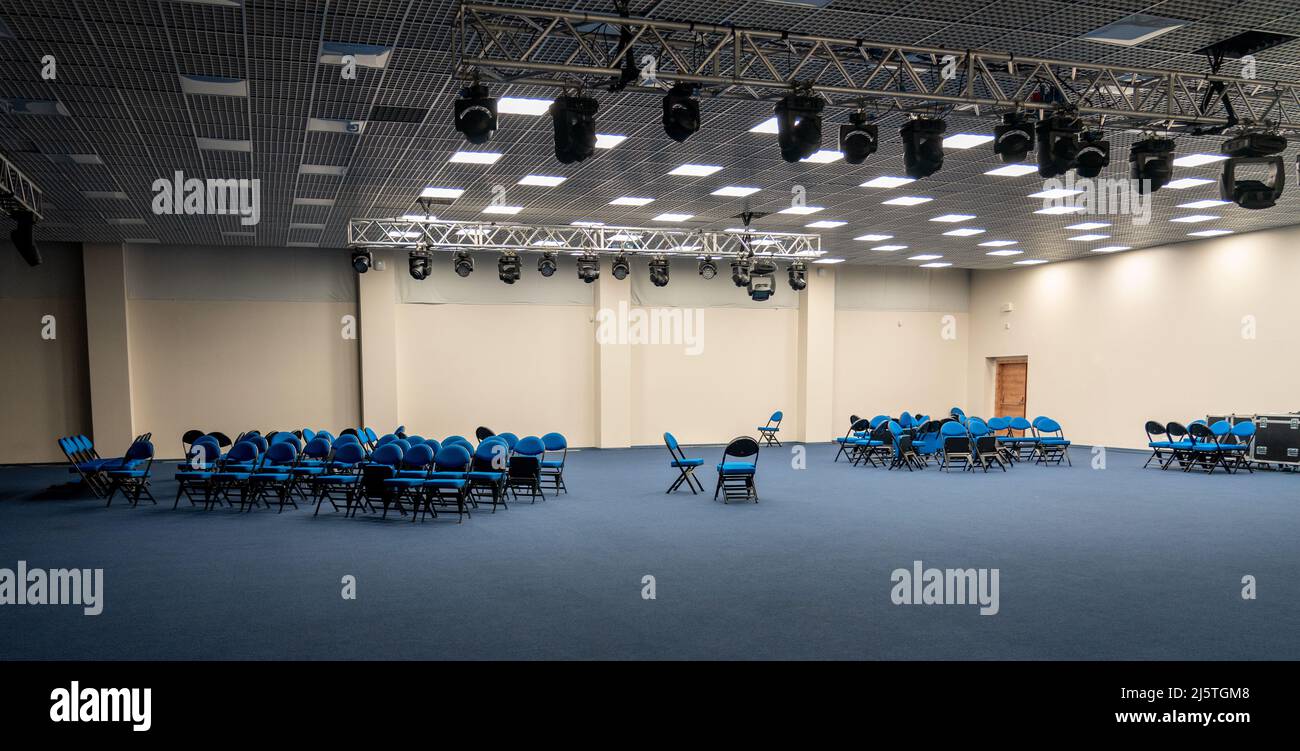 empty large conference room with furniture and equipment Stock Photo ...
