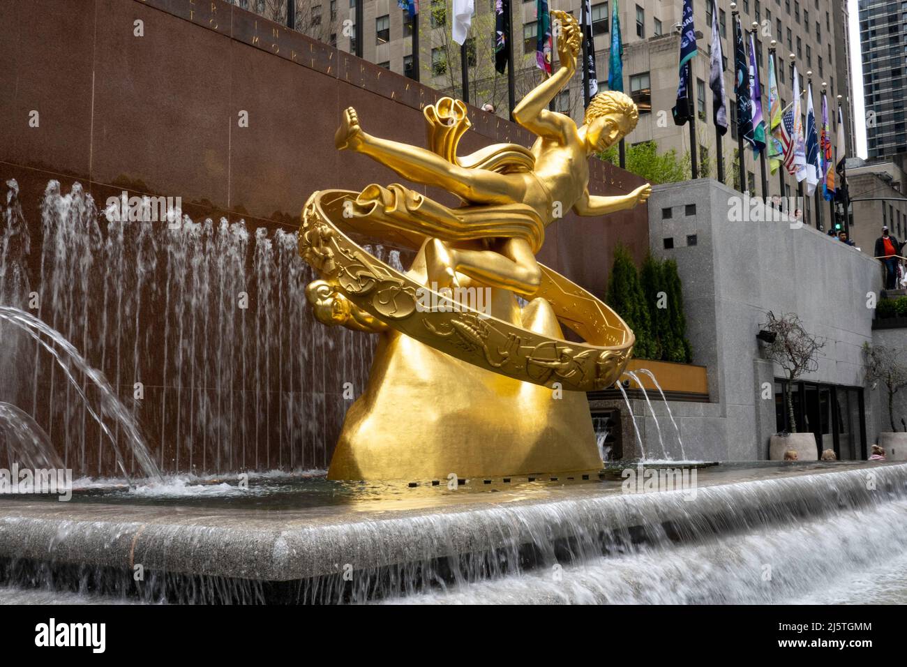 The iconic Statue of Prometheus is located in Rockefeller Center Plaza ...