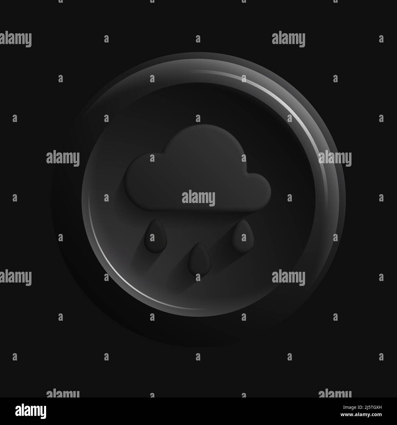 Dark Monochromatic Weather Forecast Icon. Isolated 3D Round Button ...