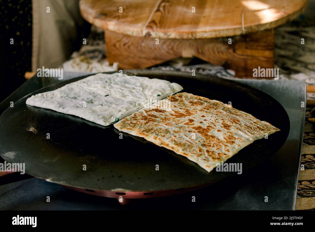 Woman preparing dough pancakes hi-res stock photography and images - Alamy