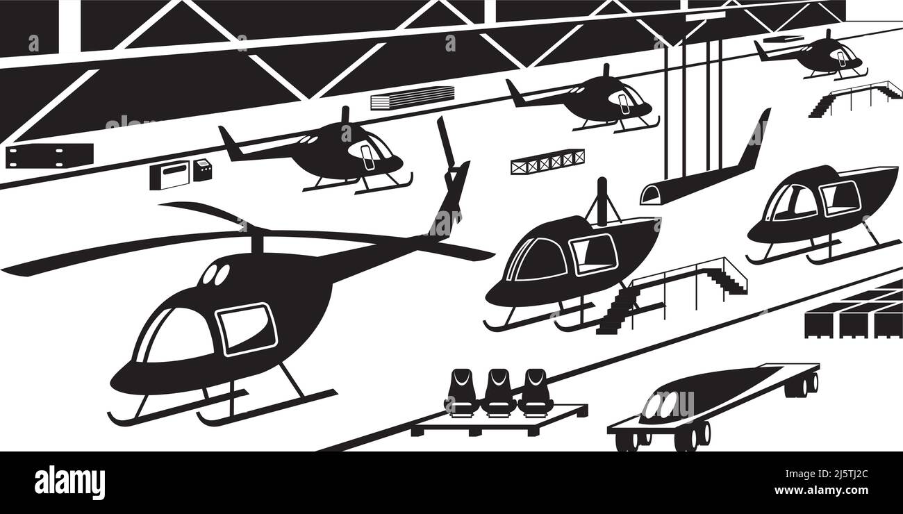 Helicopter production line – vector illustration Stock Vector Image ...