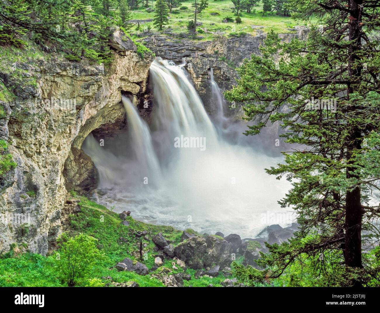 waterfall at boulder river falls near big timber, montana Stock Photo ...