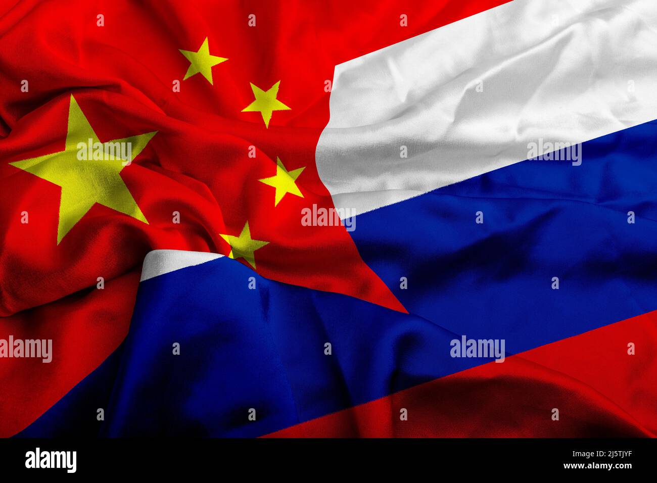 Flags of the Peoples Republic of China PRC and Russian Federation ...