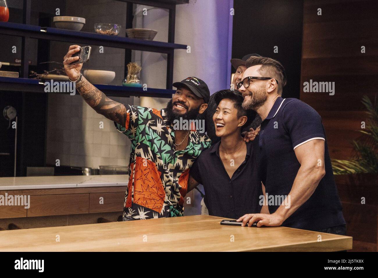 FAST FOODIES, from left: chef Justin Sutherland, chef Kristen Kish ...