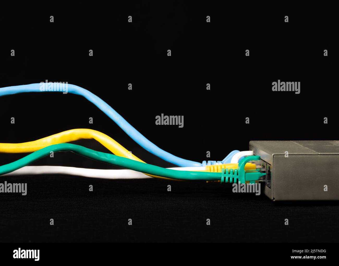 Ethernet Network Cables plugged into internet router Stock Photo - Alamy