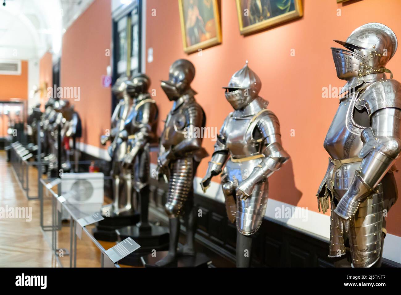 Weltmuseum armoury in Vienna with medieval armor collection Stock Photo ...