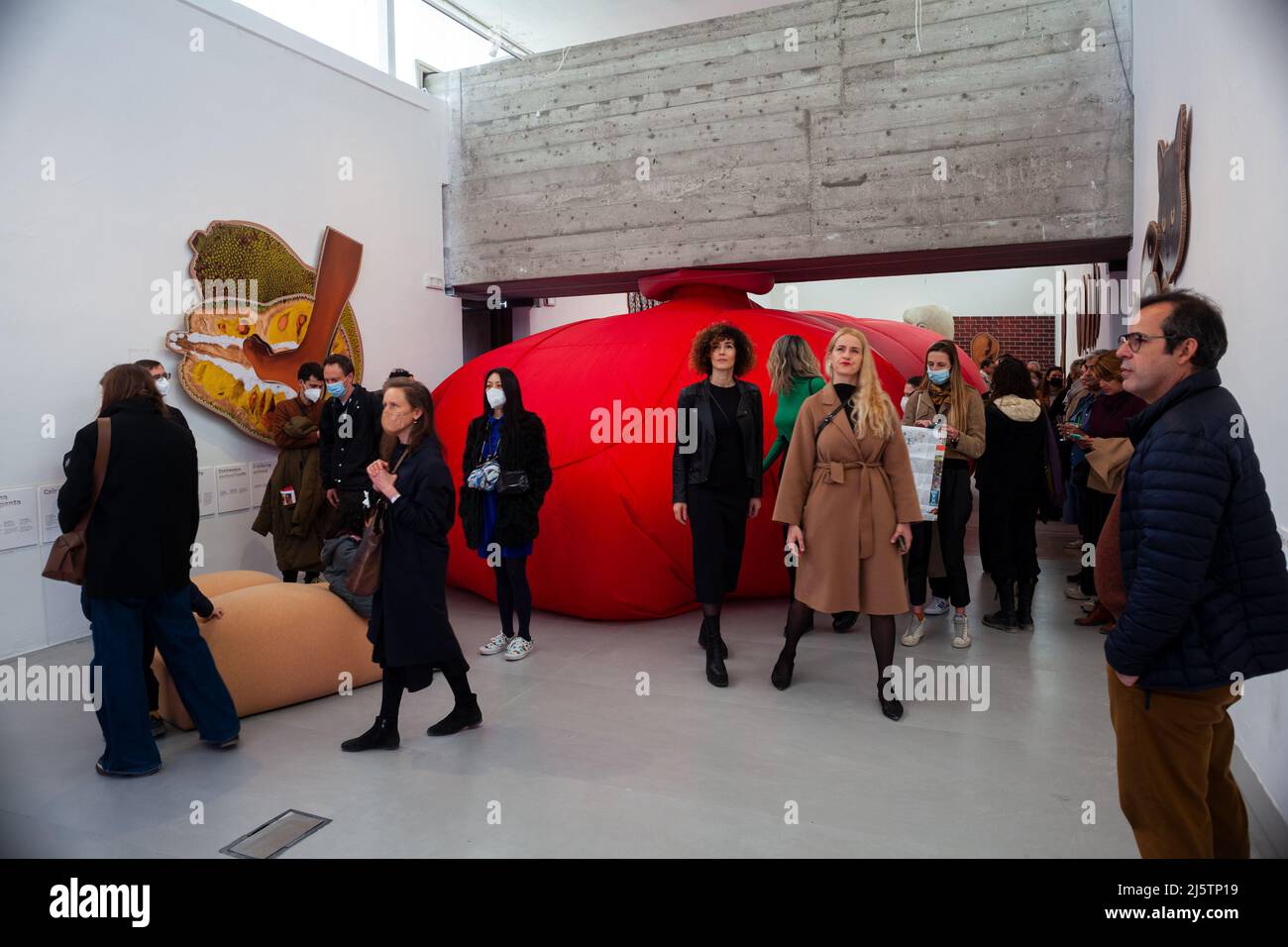 VENICE, ITALY - April 20: Visitors at the Brazilian Pavilion. The title ...