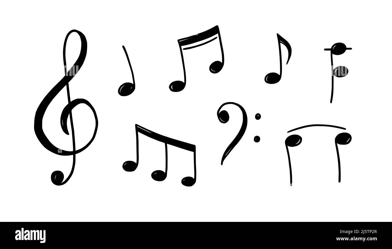 Music note doodle drawn style. Hand drawn sketch musical note, key ...