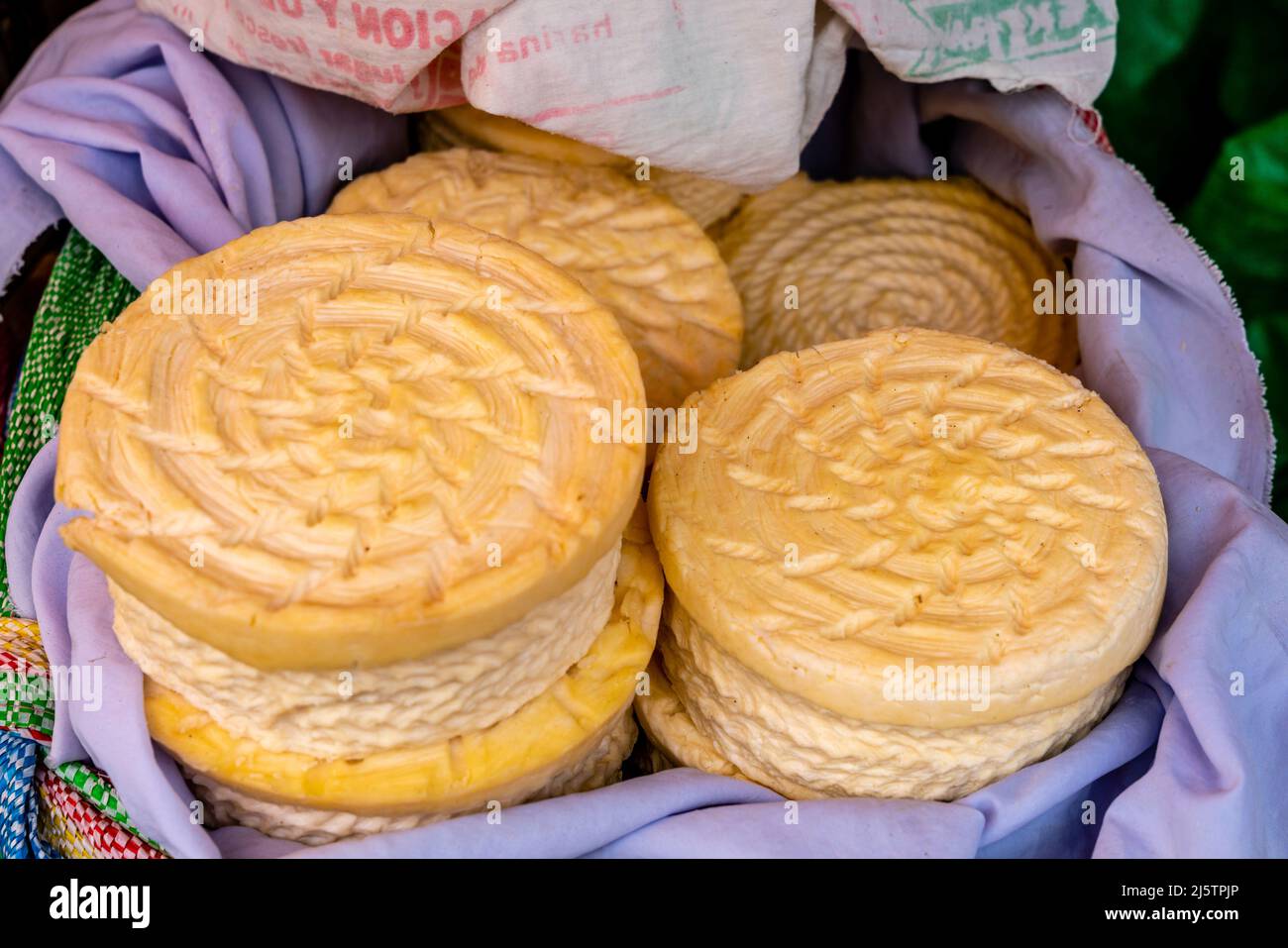 Local Cheese For Sale At A Street Market, Puno, Puno Province, Peru ...