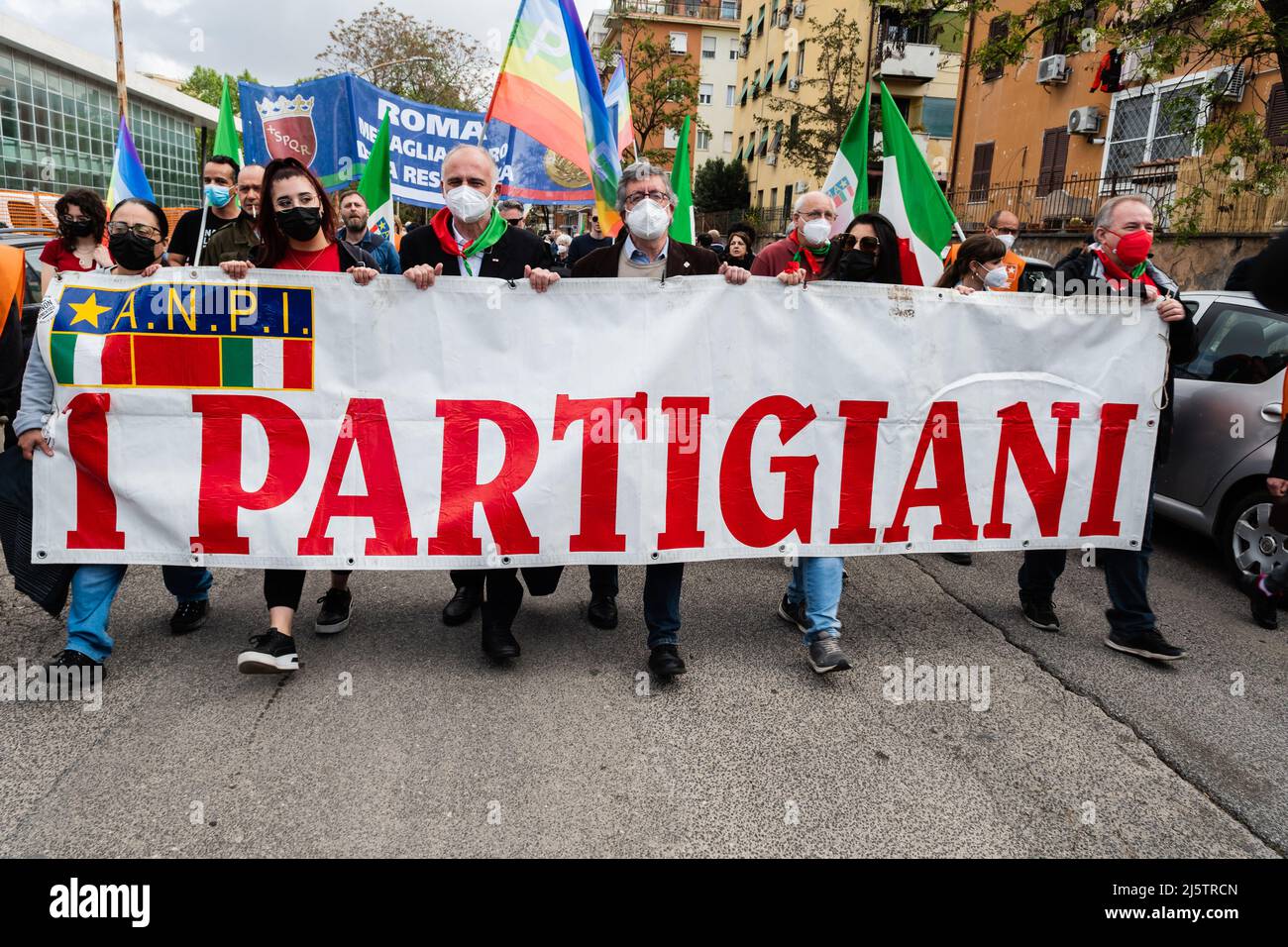Thousands of people marched on April 25, 2022 to Piazza di Porta San ...